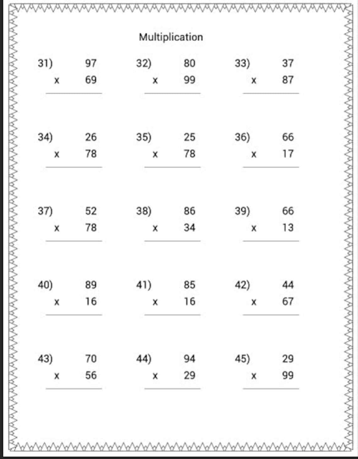 Printable Math Worksheets, Multiplying, Homeschool, Instant Download ...