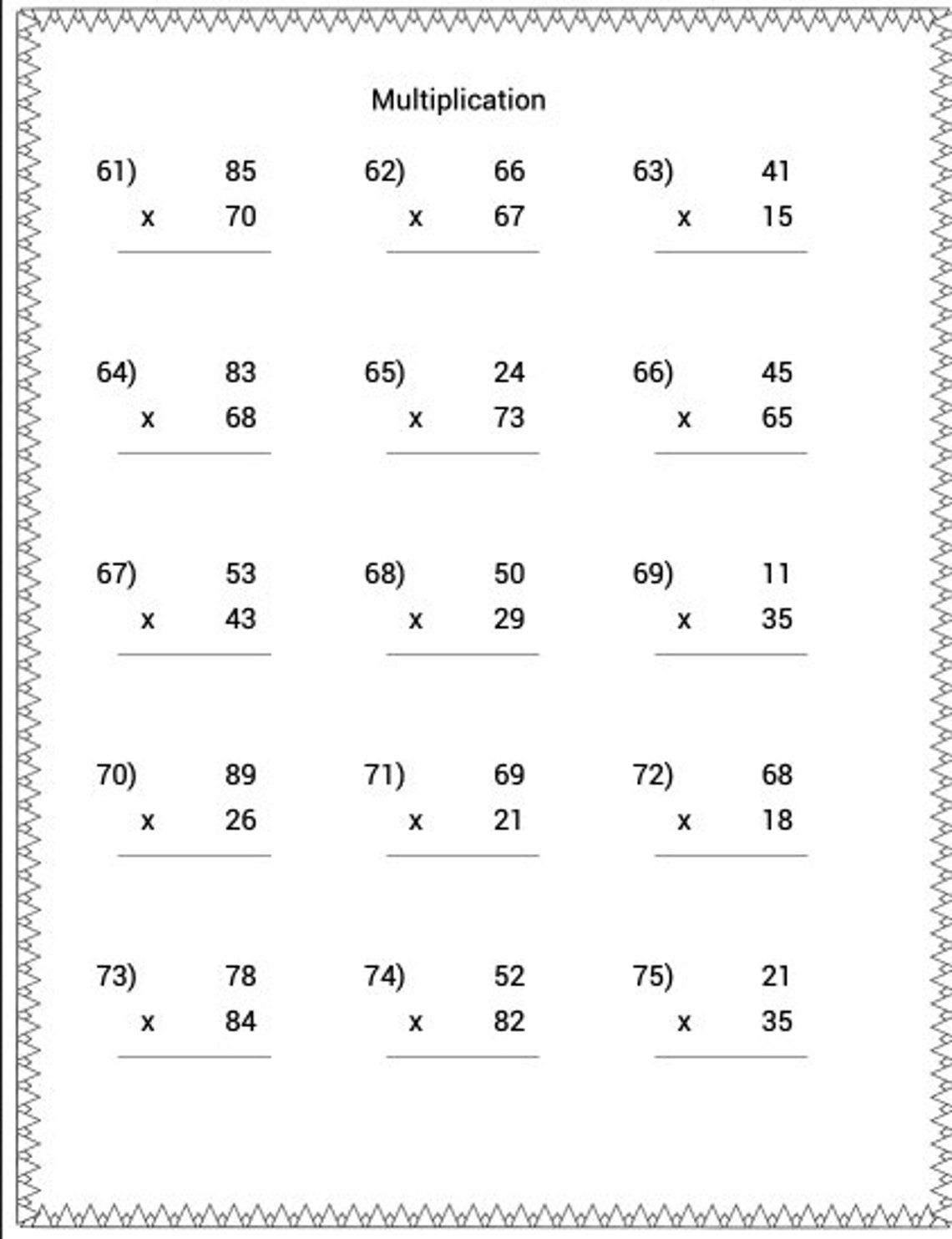 Printable Math Worksheets, Multiplying, Homeschool, Instant Download ...