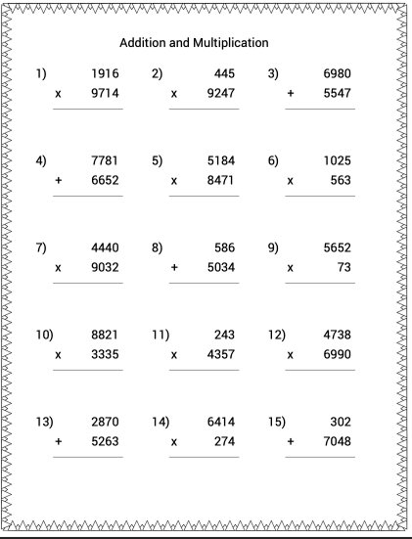 Printable Math Worksheets, Addition and Multiplication, Homeschool ...