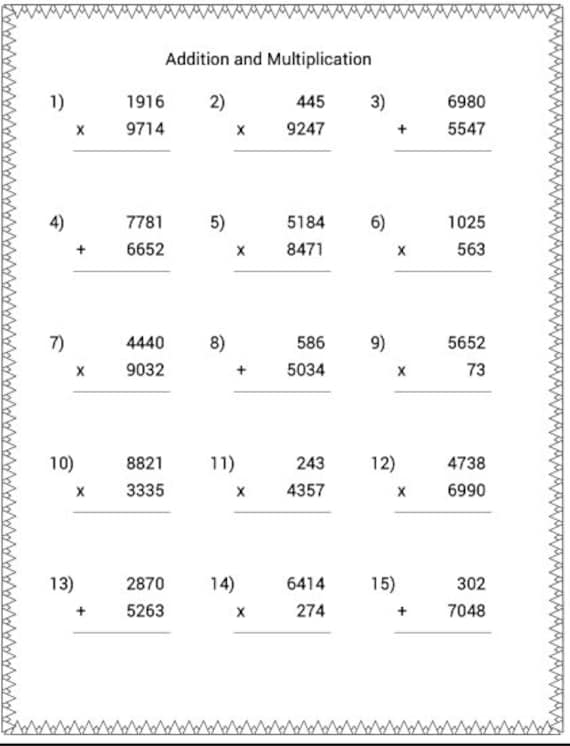 Adding Multiplication Worksheets