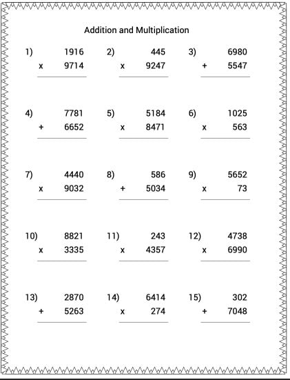 Printable Math Worksheets, Addition and Multiplication, Homeschool ...