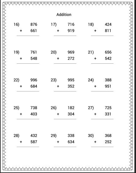 Printable Math Worksheets, Addition, Homeschool, Instant Download, With ...