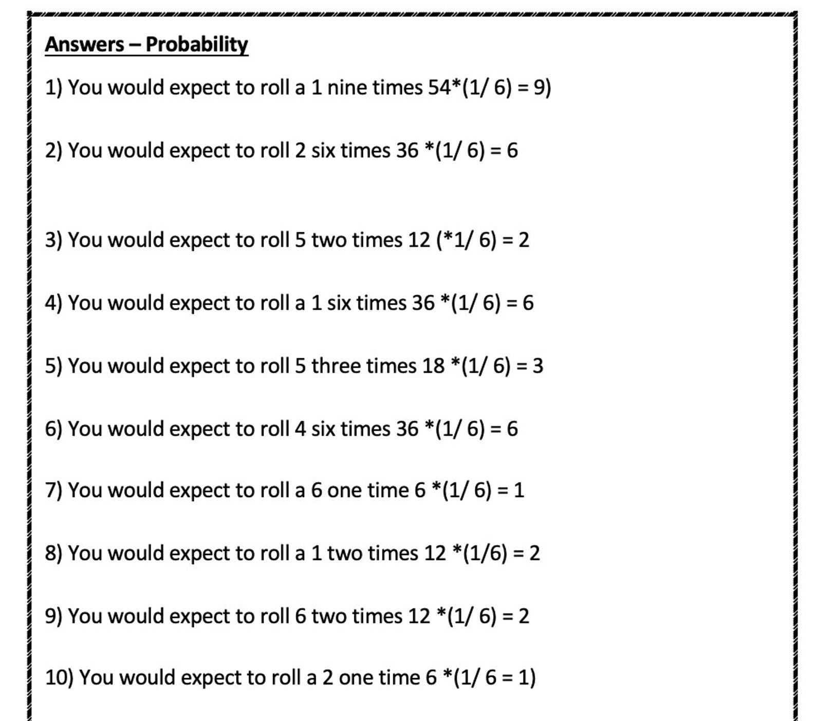 Printable Math Worksheets, Percentages, Probability, Median, Homeschool ...