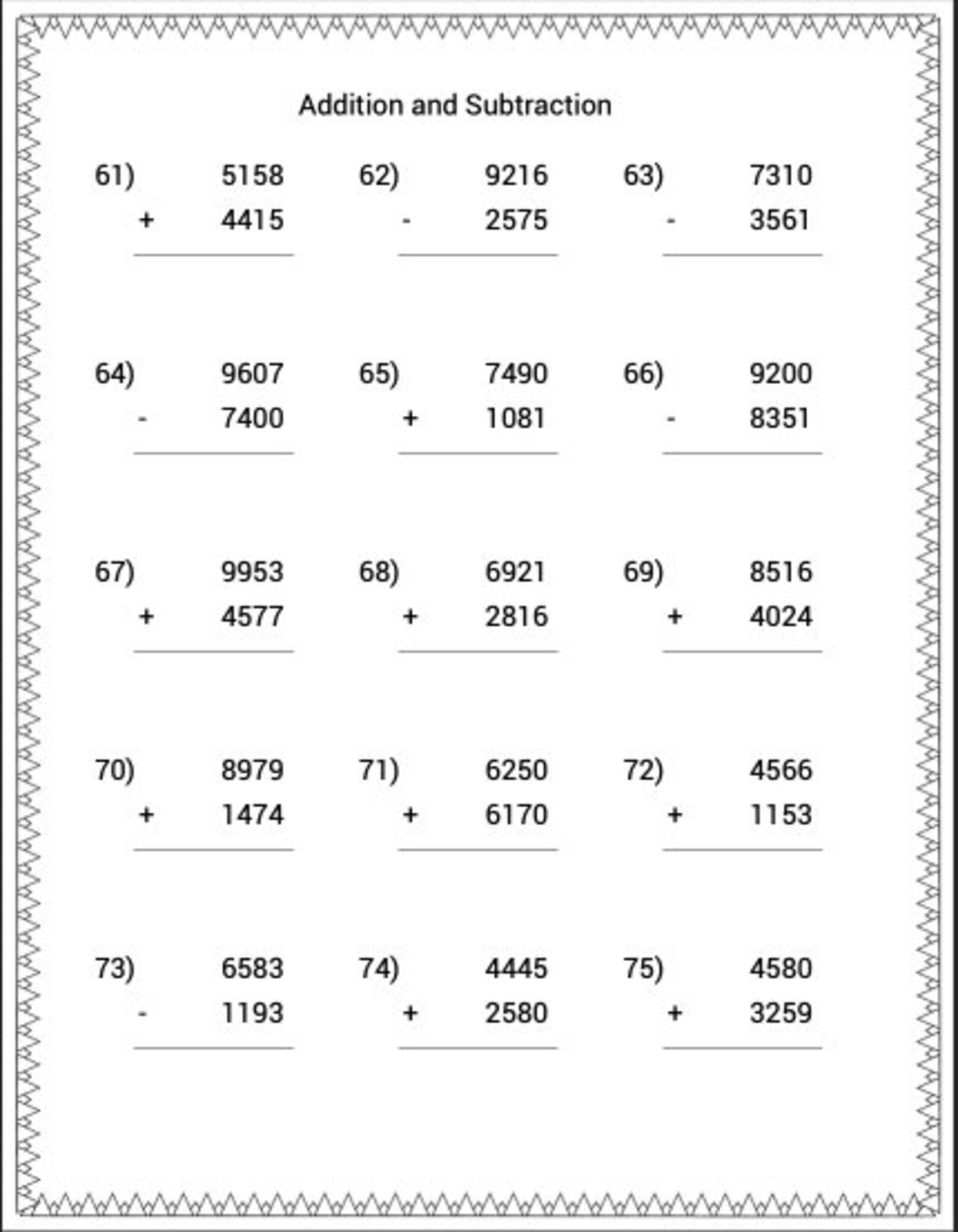 Printable Math Worksheets, Addition and Subtraction, Homeschool ...
