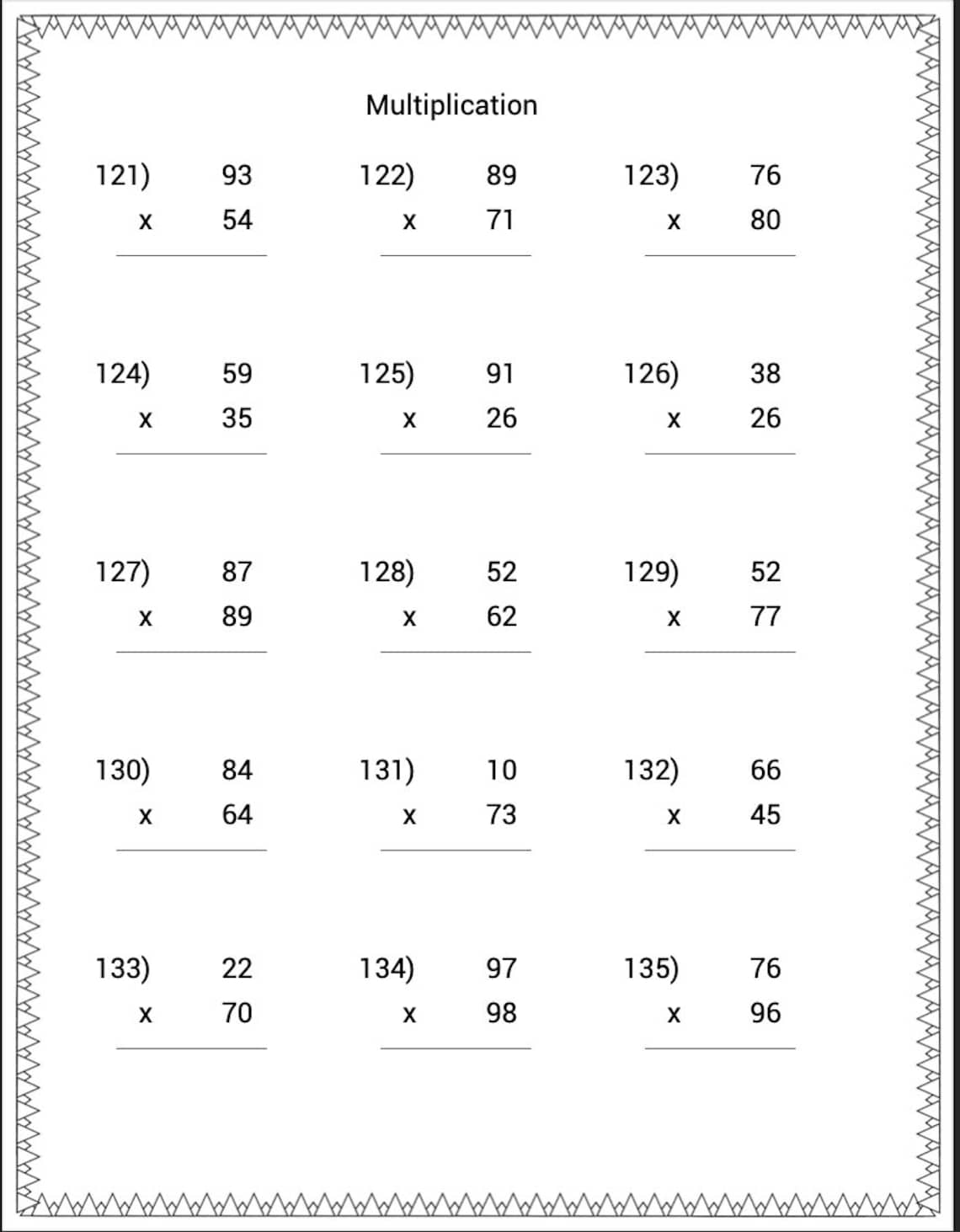 Printable Math Worksheets, Multiplication, Homeschool, Instant Download ...