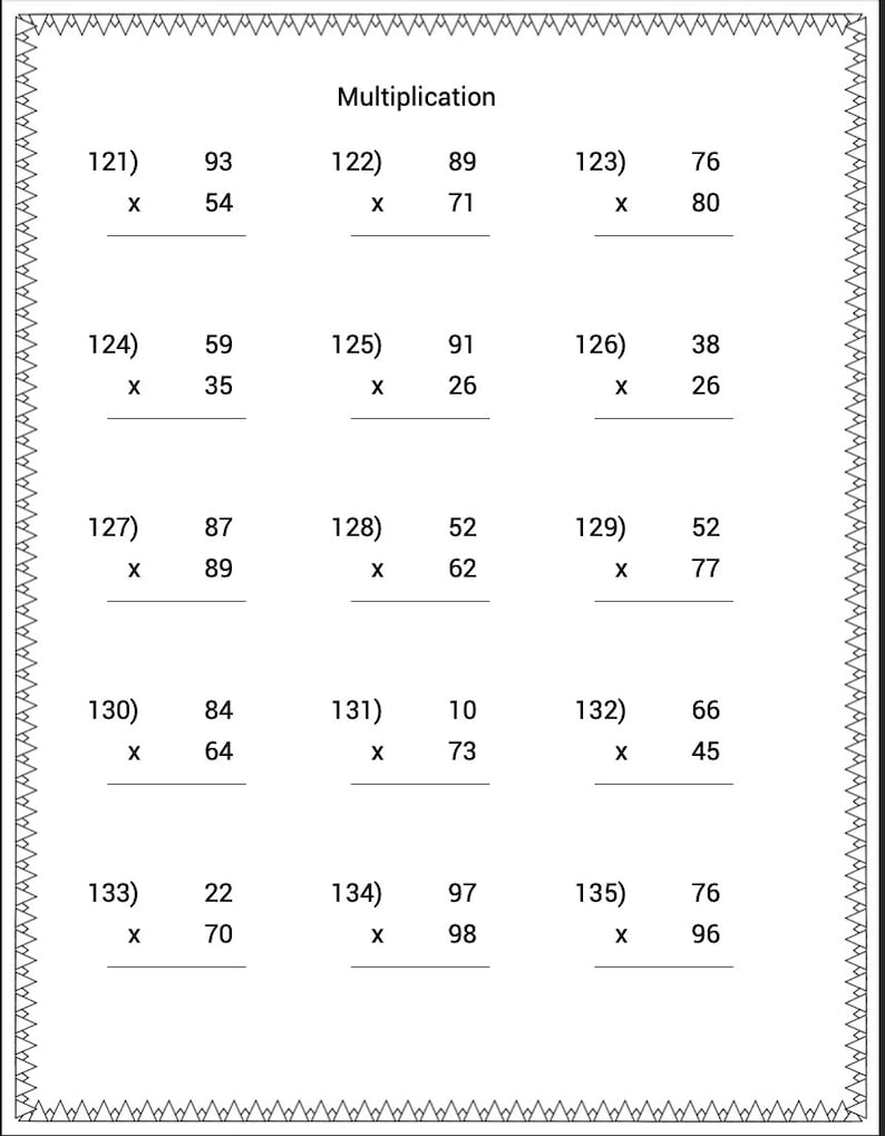 Printable Math Worksheets, Multiplication, Homeschool, Instant Download ...