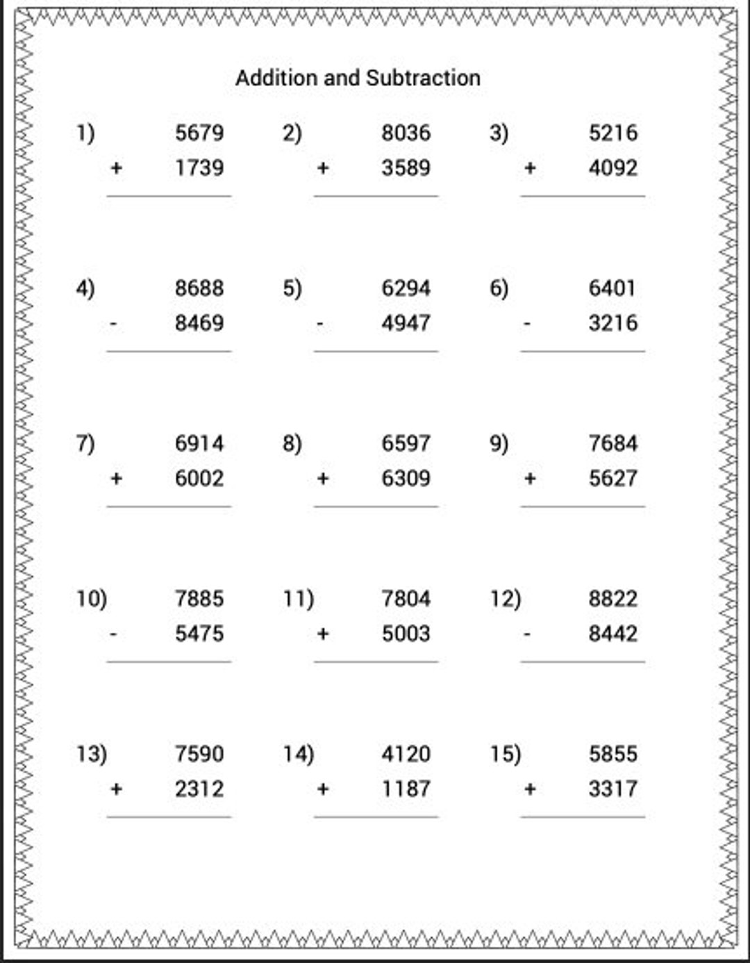 Printable Math Worksheets, Addition and Subtraction, Homeschool ...