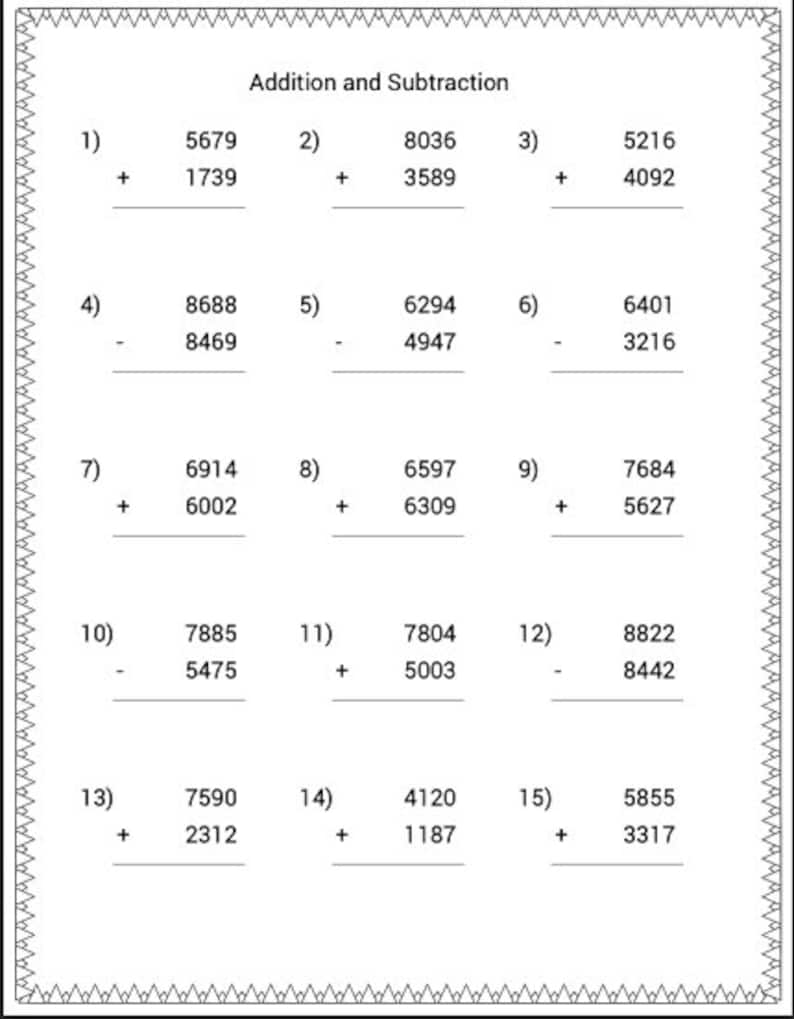 Printable Math Worksheets, Addition and Subtraction, Homeschool ...