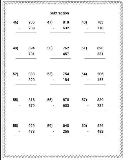 Printable Math Worksheets, Subtraction, Homeschool, Instant Download ...