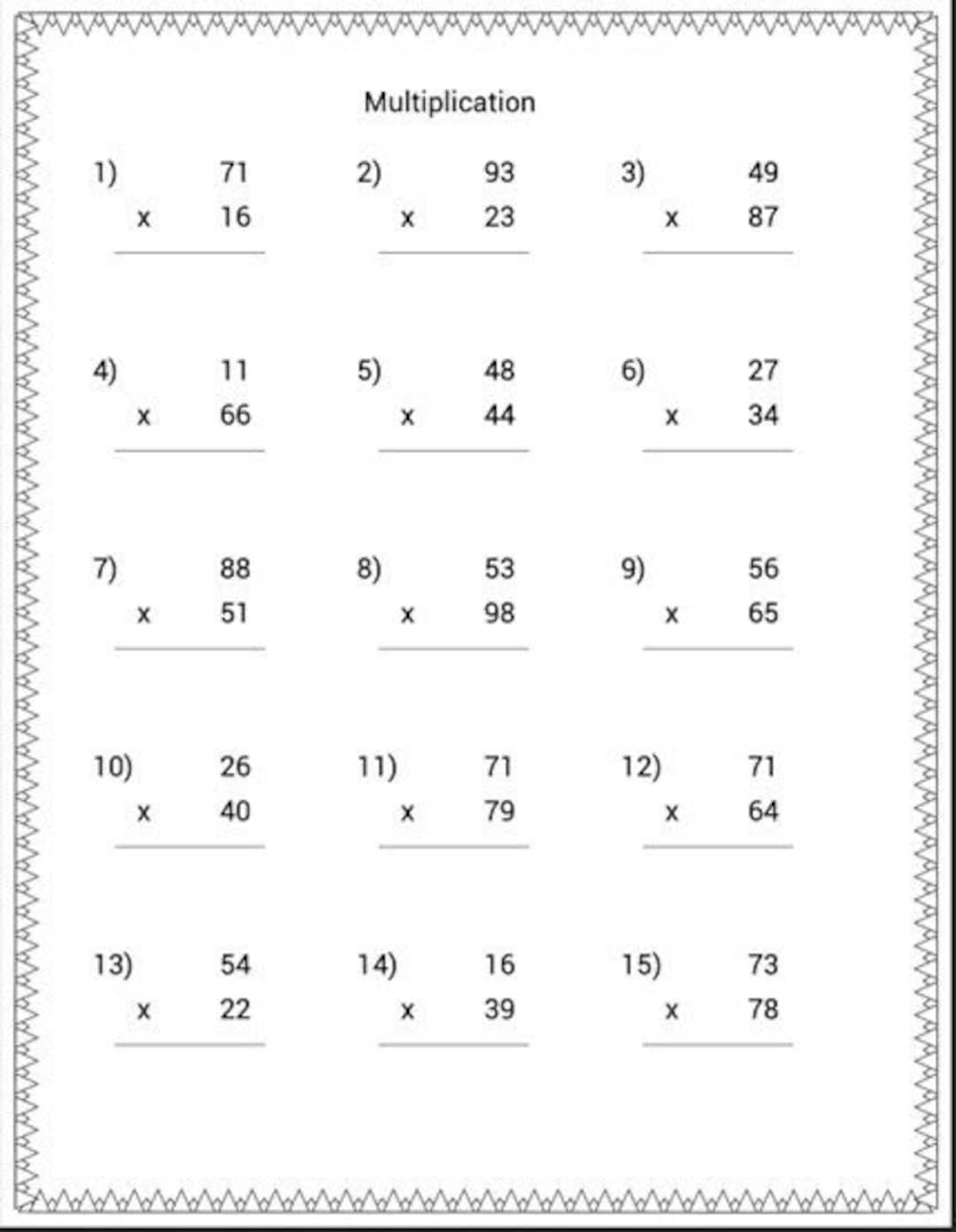 Printable Math Worksheets, Multiplication, Homeschool, Instant Download ...