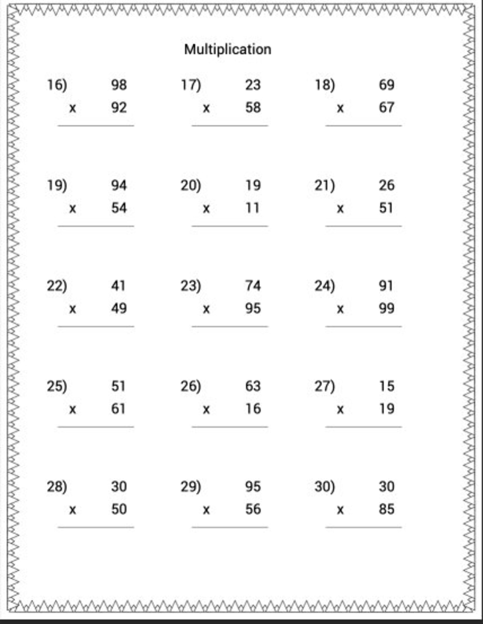 Printable Math Worksheets, Multiplying, Homeschool, Instant Download ...