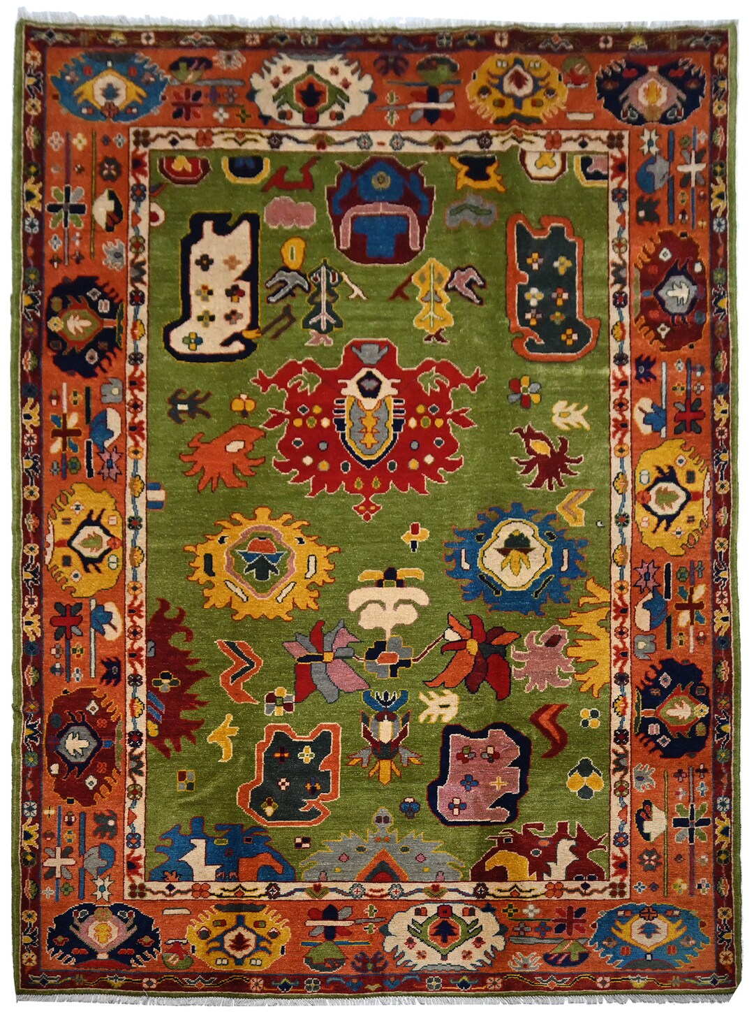 Green Oushak Rug 7x10 Turkish Oushak Rug/ Hand-knotted Area Rug ...