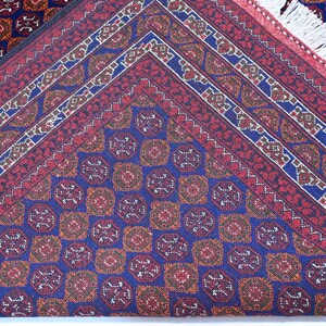 5x7 Navy Blue Red Afghan Bilgic Rug/ Super Fine Hand Knotted Wool Rug ...