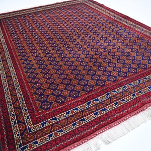 5x7 Navy Blue Red Afghan Bilgic Rug/ Super Fine Hand Knotted Wool Rug ...