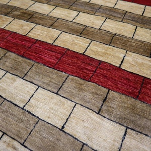 8x11 Large Vintage Gabbeh Rug/ Afghan Handmade Wool Checkered Rug ...