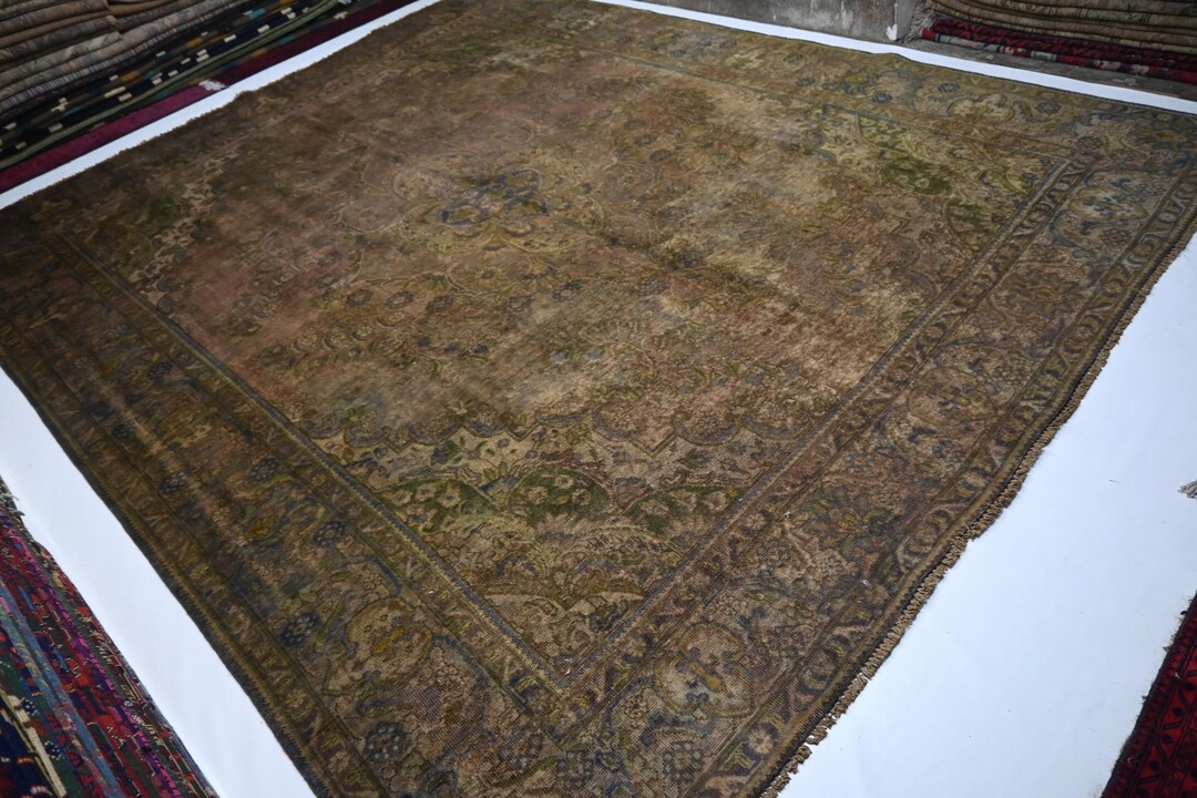 12x10 Large Antique 1920 Rug/ Mute Terracotta Rug/ Afghan Caucasian ...