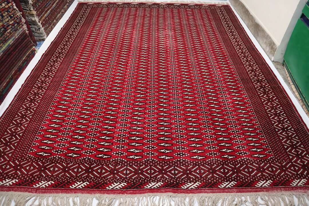 1970s Antique 10x12 Turkmen Tekke Rug/ Afghan Handmade Wool Rug ...