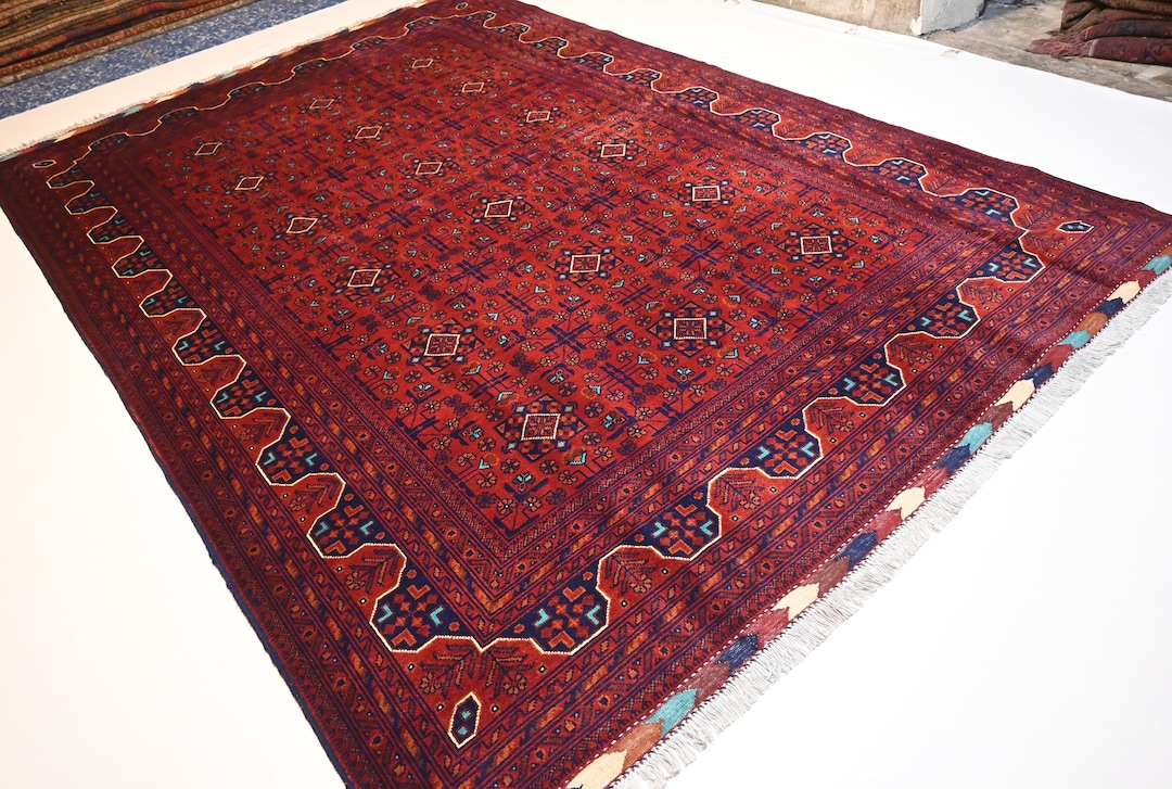 7x10 Afghan Fine Bukhara Rug/ Rich Red Turkmen Hand Knotted Wool Area ...