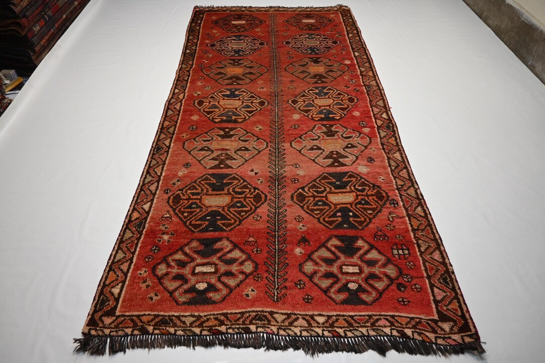 1920s Vintage Rug 4'3x9 Ft Collectors Piece Afghan / Handmade Wool ...