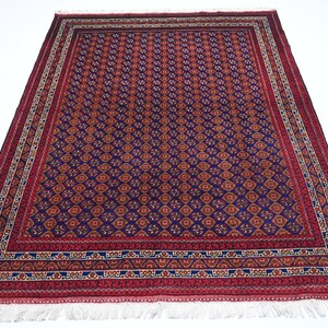 5x7 Navy Blue Red Afghan Bilgic Rug/ Super Fine Hand Knotted Wool Rug ...