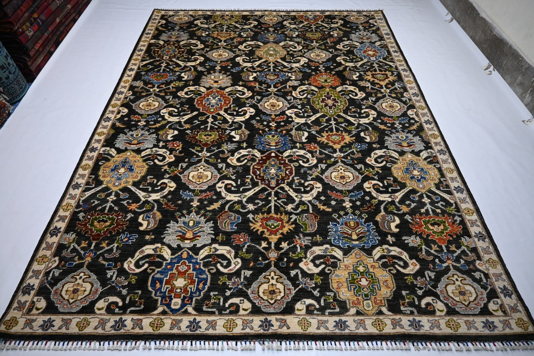 7x9 Large Afghan Super Fine Serapi Rug/ Rich Colors Turkmen Handmade ...