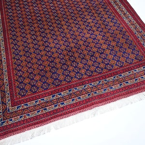 5x7 Navy Blue Red Afghan Bilgic Rug/ Super Fine Hand Knotted Wool Rug ...