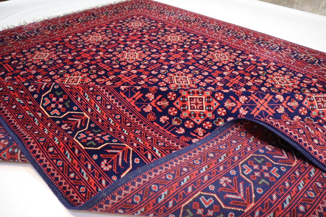 7x10 Navy Blue Bukhara Rug/ Fine Quality Afghan Handmade Organic Wool ...