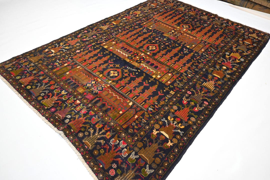 One of a Kind Antique Rare Rug 4'2x6'4 Ft Afghan Handmade Wool Area Rug ...