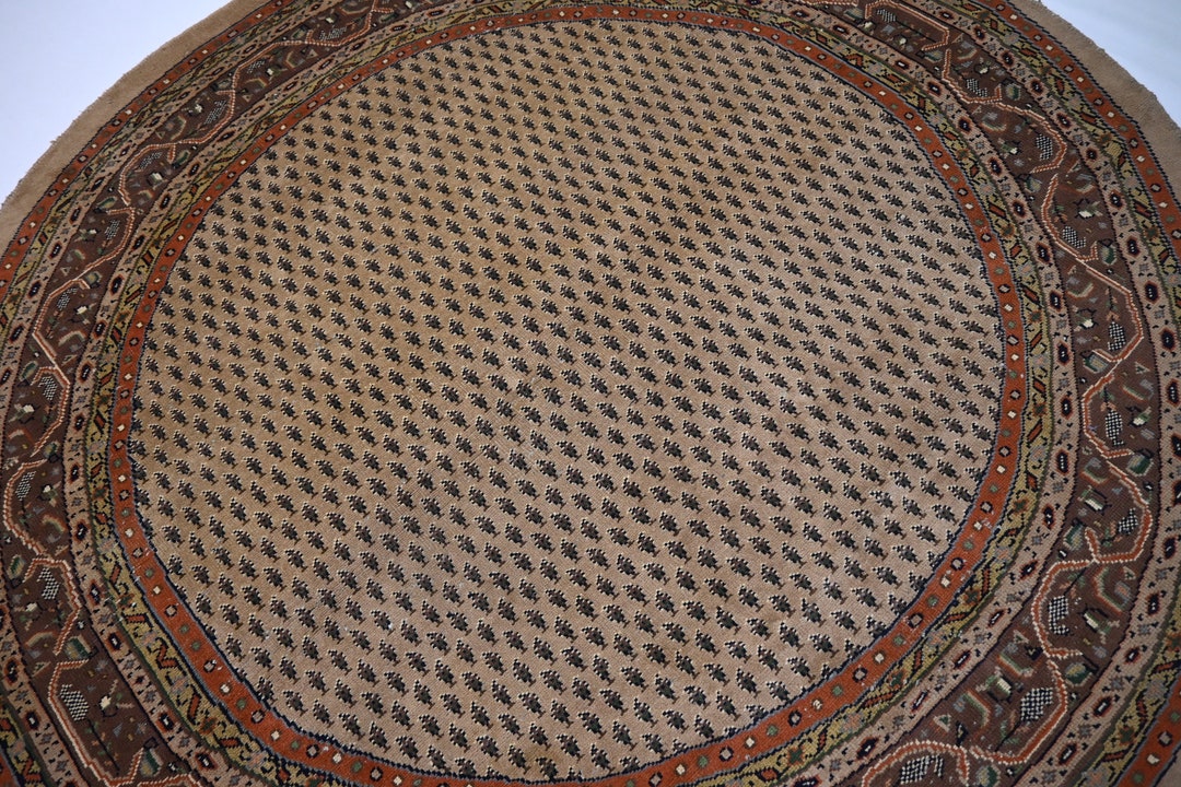 8x8 Round Rug/ Afghan Vintage Round Rug/ Hand Knotted Wool Geometric ...