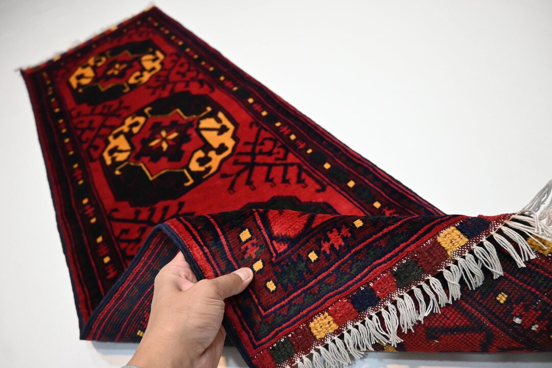1'7x4'10 Afghan Ersari Bukhara Rug/ Stunning Tekke Runner Rug/ Oriental ...