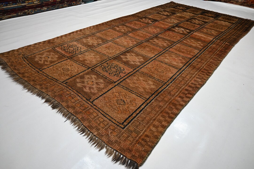 4'5x9 Ft Afghan Caucasian Antique One of a Kind Rug/ Handmade Low Pile ...