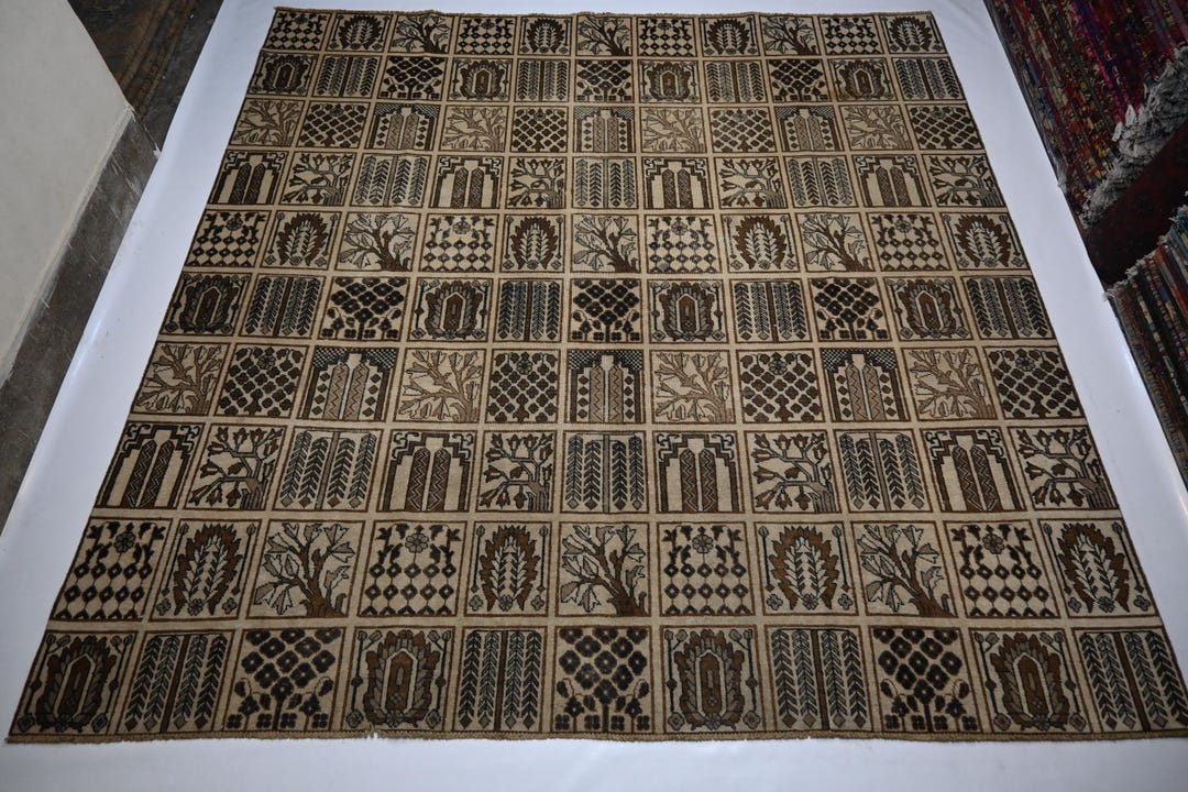 9x9 Square Rug 1920s Antique Caucasian Rug/ Afghan Handmade Wool Rug ...