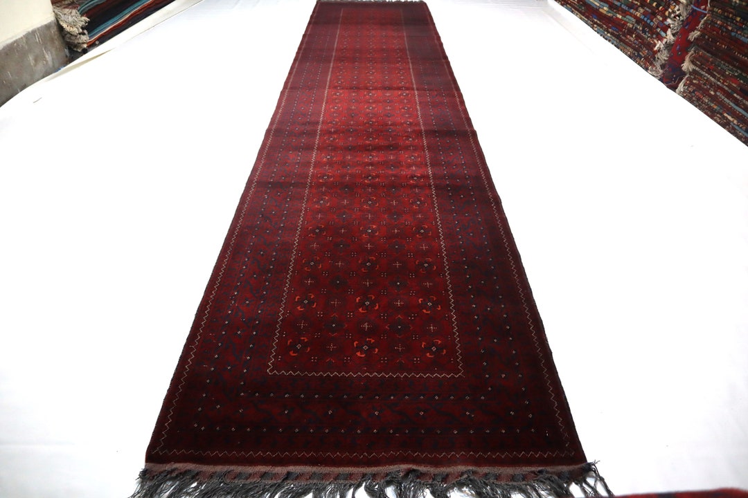 12 Ft Afghan Bashiri Runner Rug/ Handmade Wool Vintage Rug/ Oriental ...