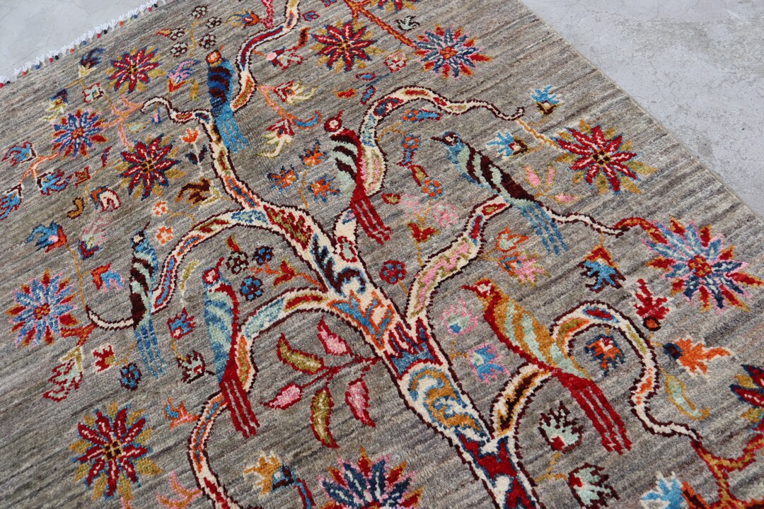 Pictorial Rug 3'5x5 Tree of Life Rug/ Afghan Handmade Wool Rug ...