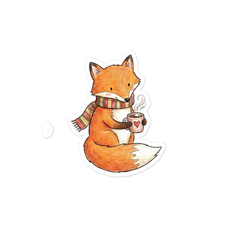 Cozy Festive Fox Sticker - Etsy