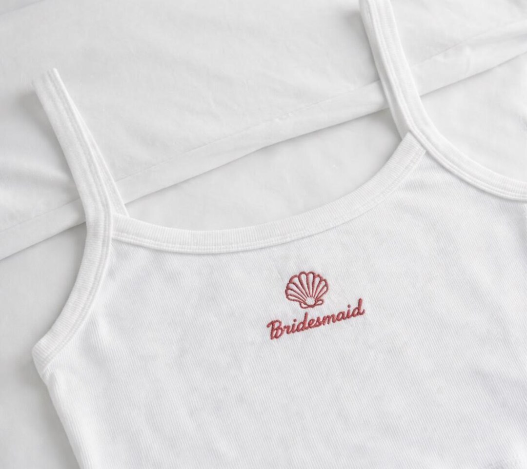 Embroidered Shell Bride Tank Top | Personalized Bachelorette Party Cami ...