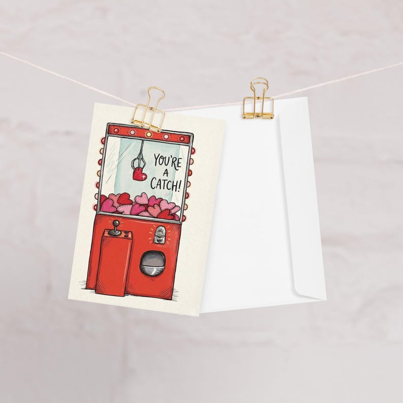 You're a Catch Valentine Card – Arcade Claw Machine Love - Etsy