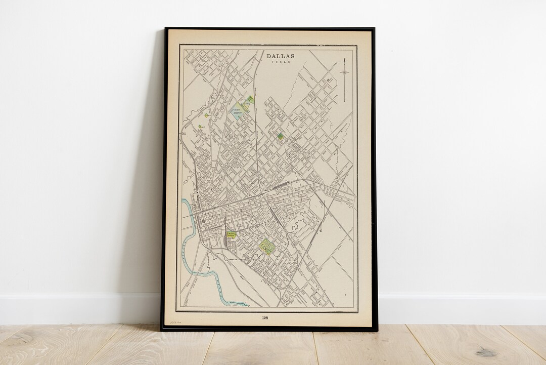 Dallas Map, Antique Map, Map Poster, 1896 Dallas, Wall Art, Home Decor ...
