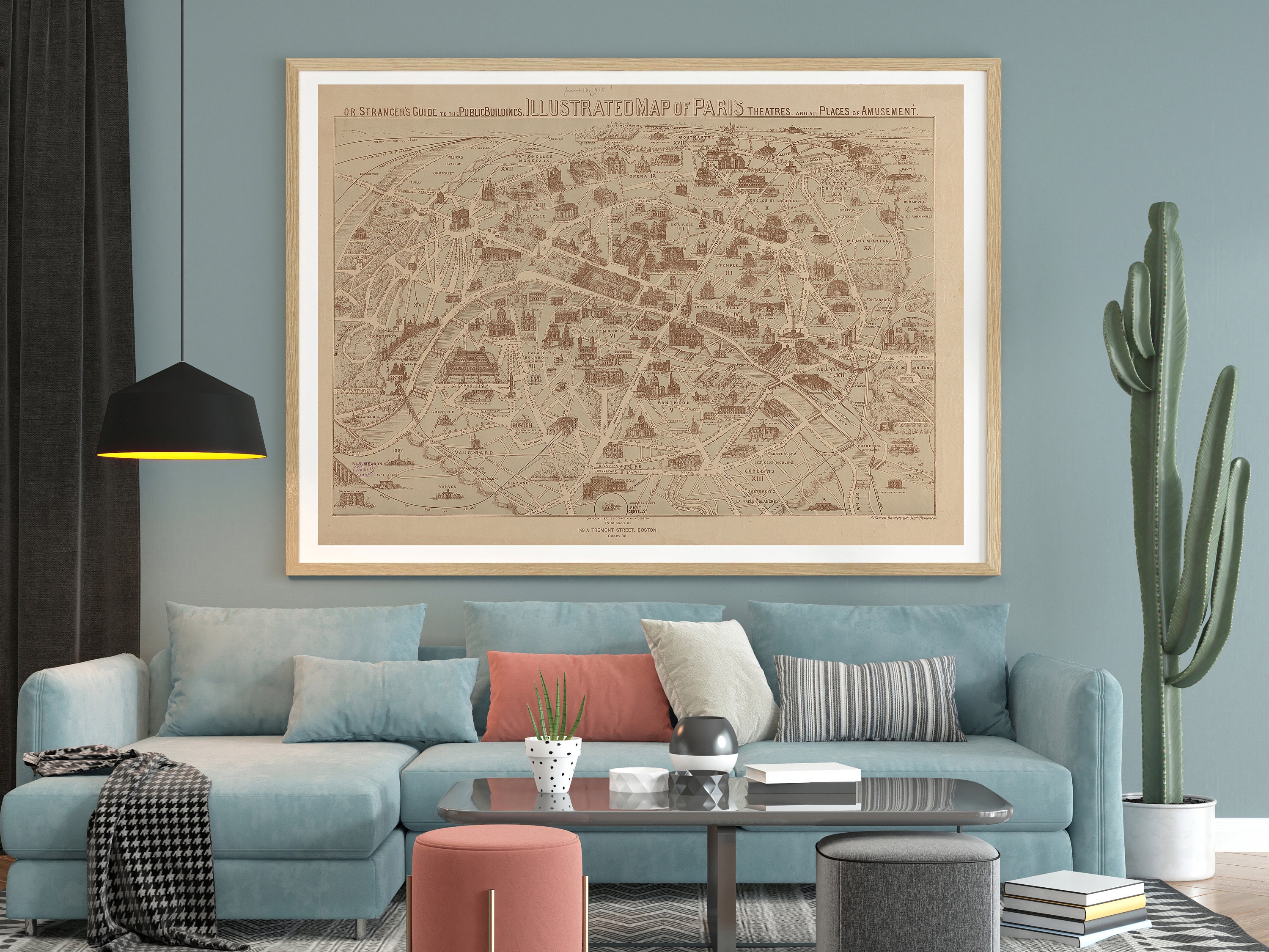 Map of Paris, Antique Map, Europe Map, 1877 - Etsy