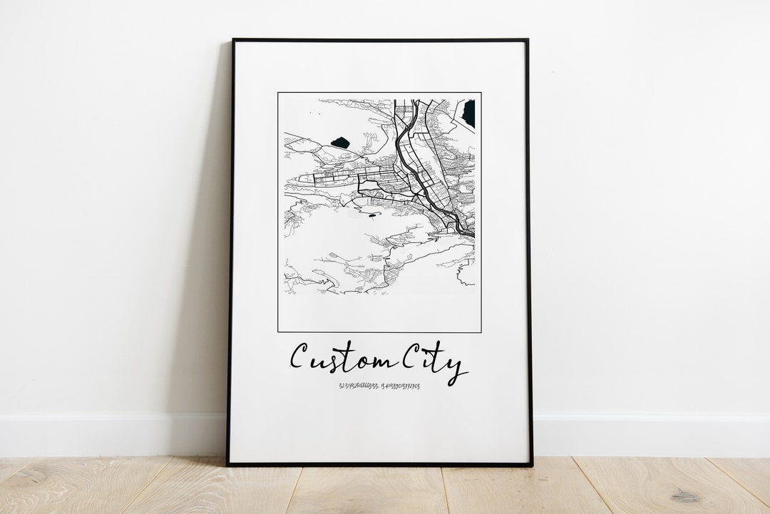 Custom Map, Custom City Map, Map, Wall Art, Your City Maps, Map Print ...