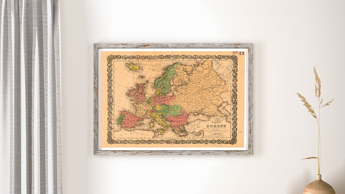 Vintage Map of Europe Historic Map of Europe Digital Map of | Etsy