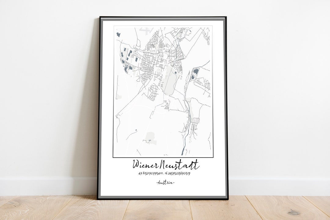 Wiener Neustadt Map, City Map,city Maps,map Print,city Mapprint, Map ...