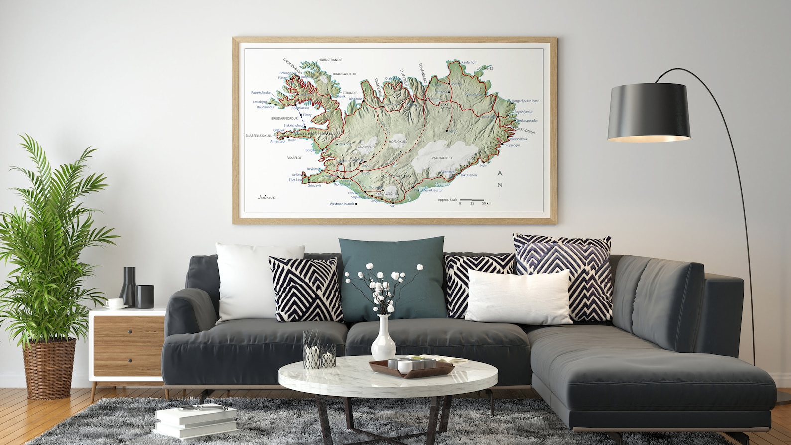 Map of Iceland, Basic Map, Minimalistic Map, Nordic Map, Iceland Modern ...