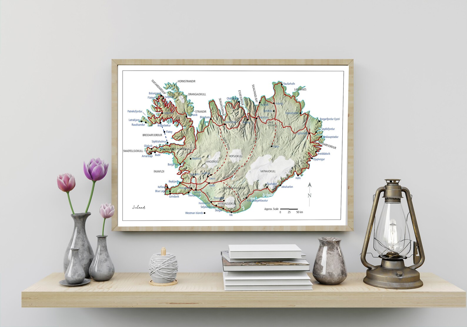 Map of Iceland, Basic Map, Minimalistic Map, Nordic Map, Iceland Modern ...