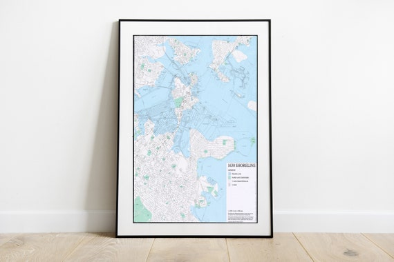Map of Boston Shoreline Map of Boston Poster Print Map | Etsy