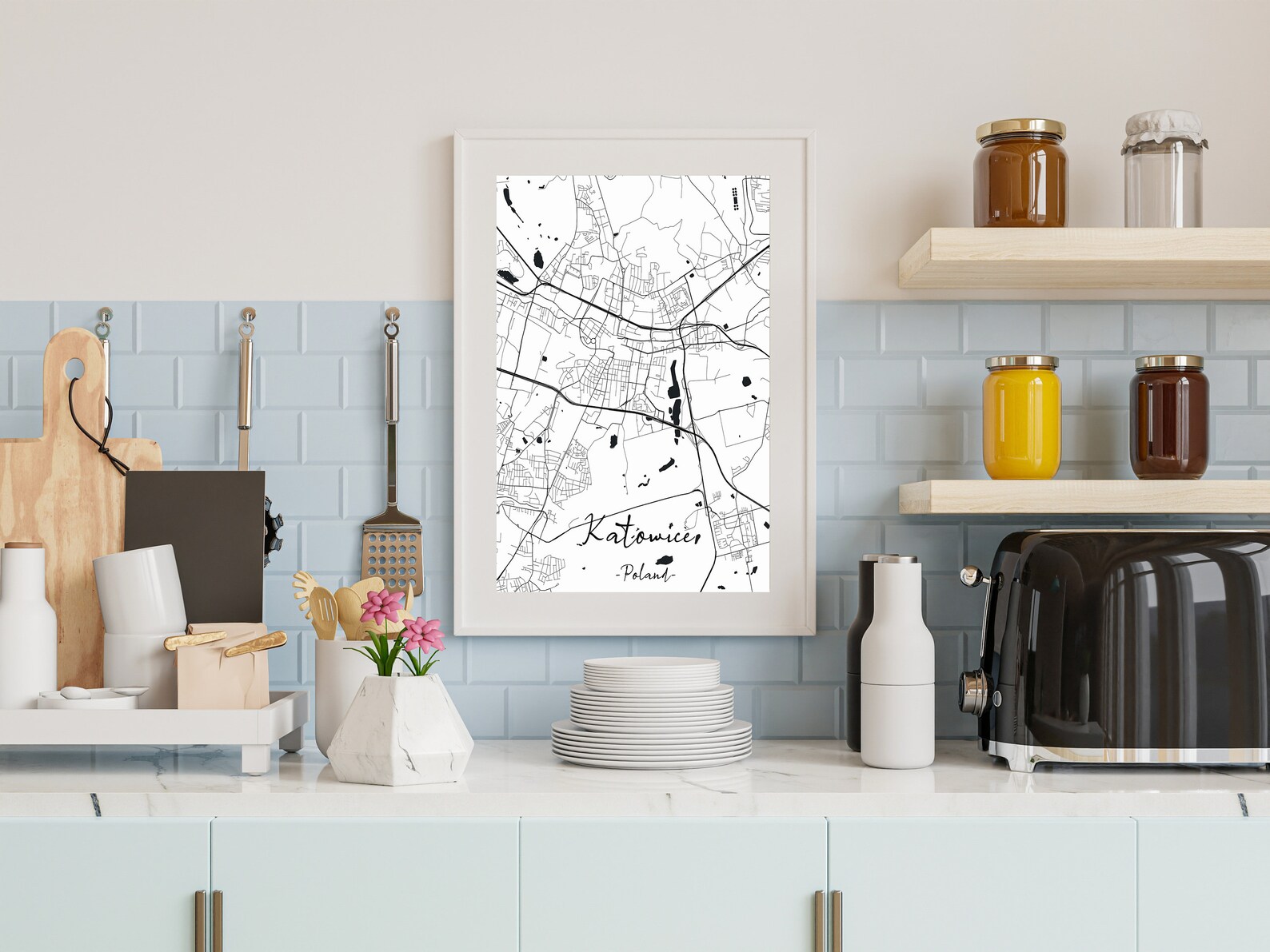 Katowice Map, City Map,city Maps,map Print,city Mapprint, Map Poland ...