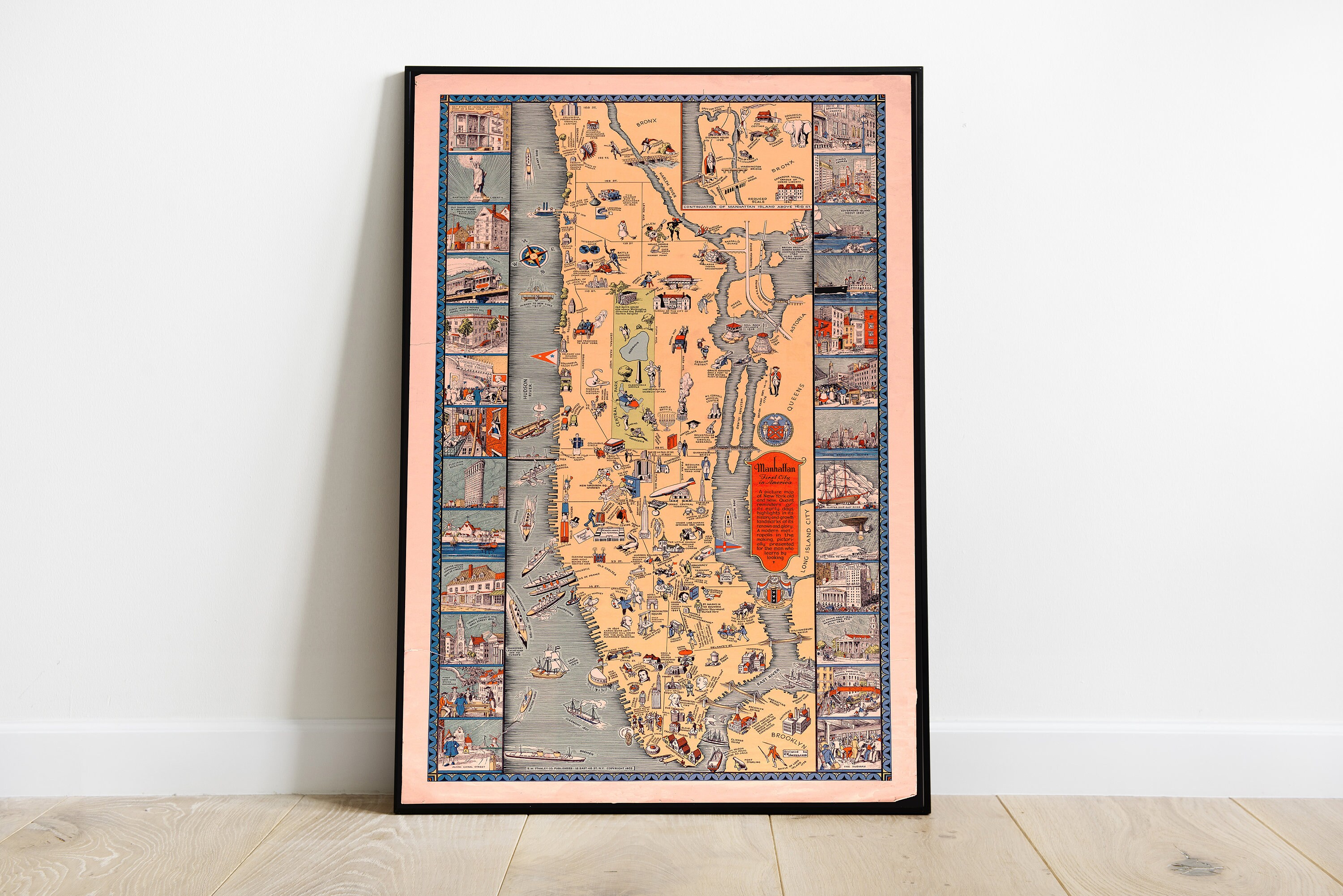 Map of New York 1933, Antique Map of Manhattan, New York Poster City ...