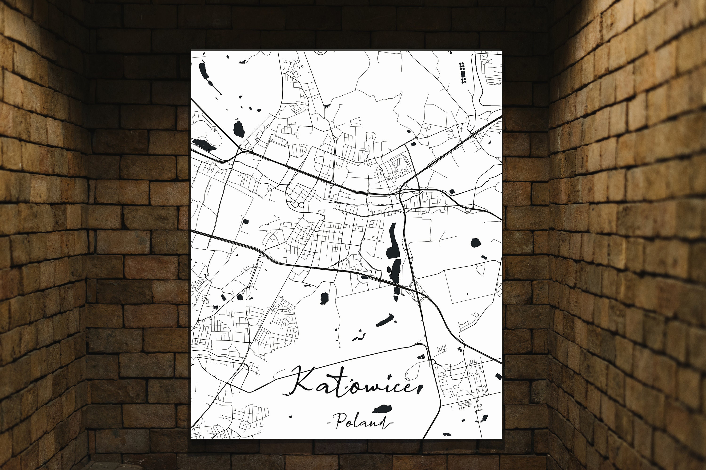 Katowice Map, City Map,city Maps,map Print,city Mapprint, Map Poland ...