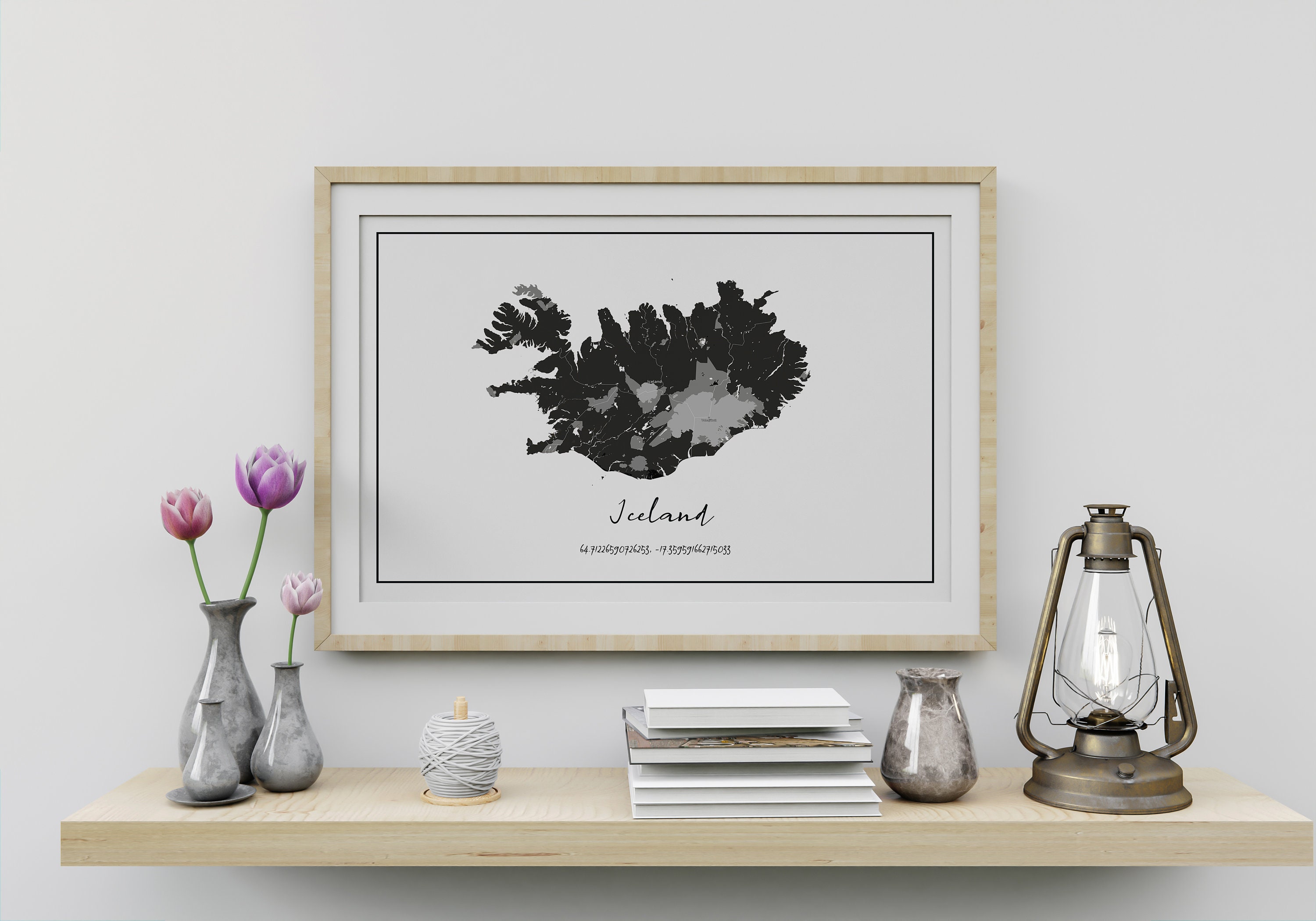 Map of Iceland Basic Map Minimalistic Map Black&white Map - Etsy