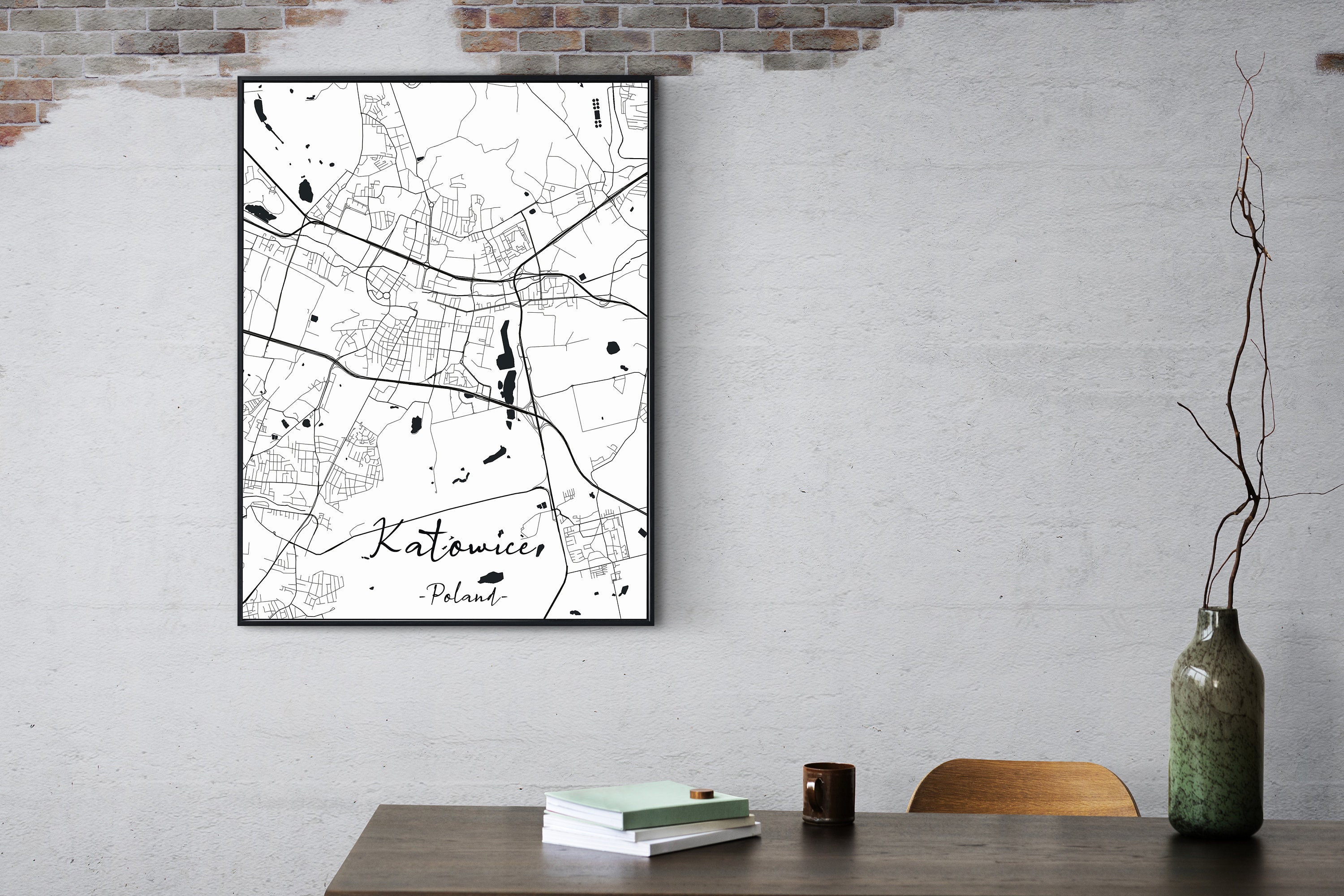 Katowice Map, City Map,city Maps,map Print,city Mapprint, Map Poland ...